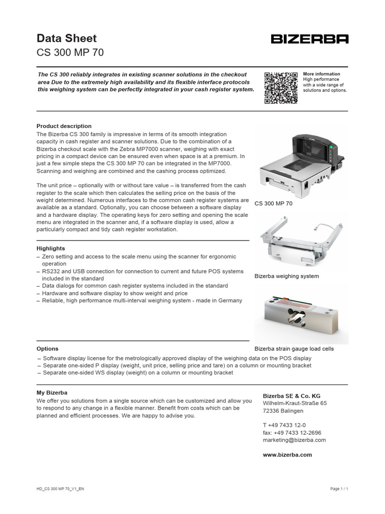 Cs 300 MP 70$ Data Sheet$ en | PDF | Point Of Sale | Image Scanner