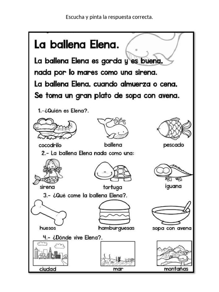 Ficha Comprension Lectora 1° Basico | PDF