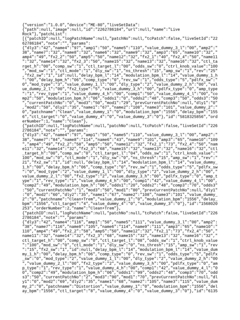 ME-80 Live Set: Rock Patches Overview | PDF