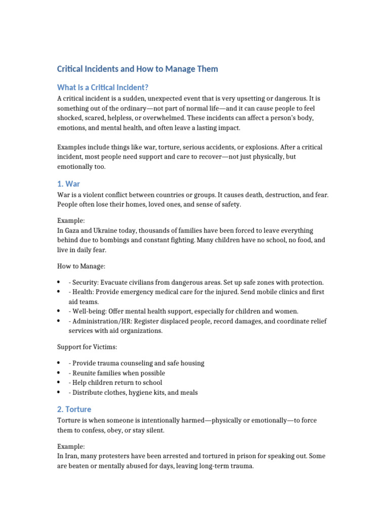 Managing Critical Incidents Effectively | PDF | Psychological Trauma ...