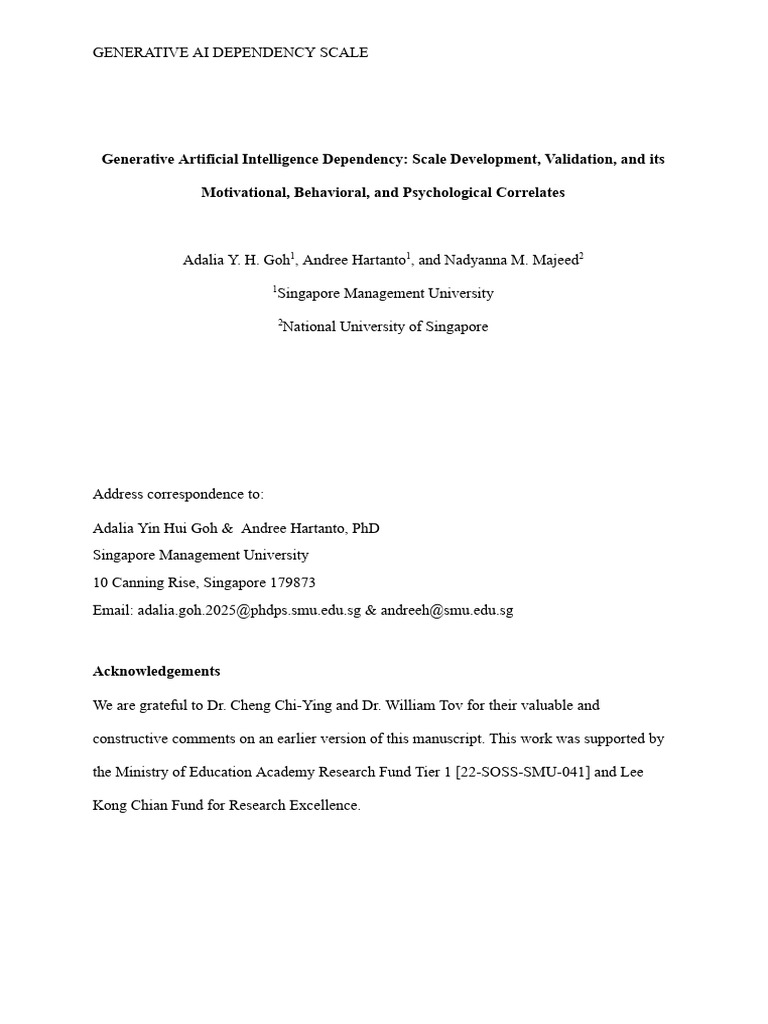 Generative AI Dependency Scale Validation | PDF | Intelligence (AI ...