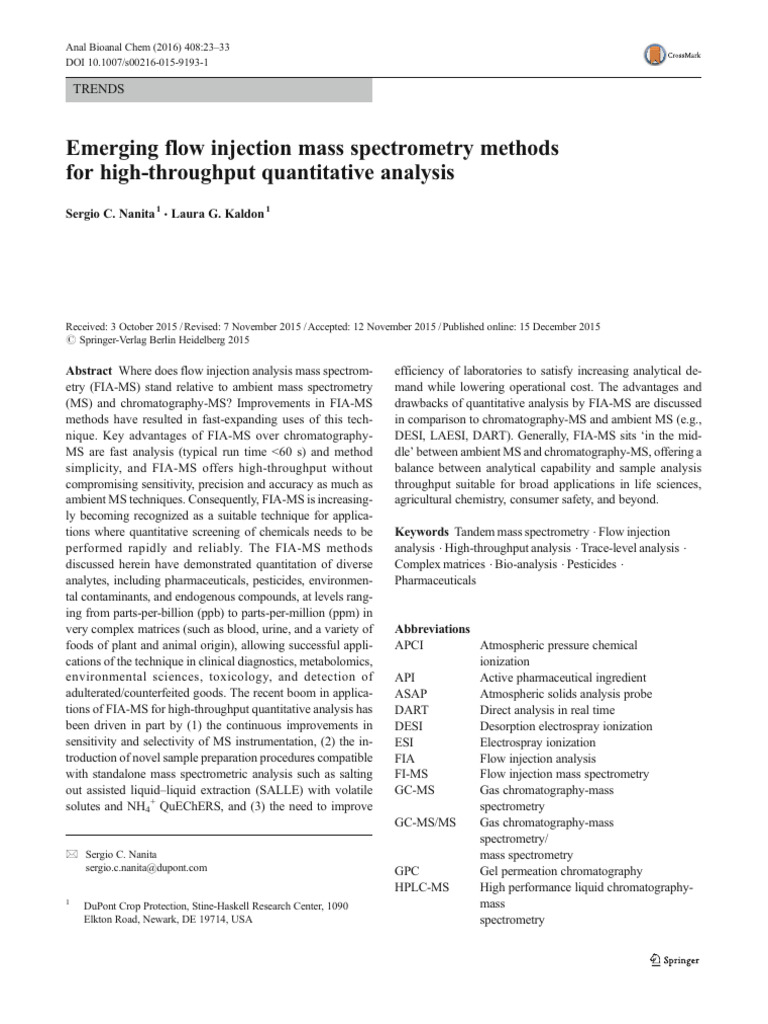 Emerging Flow Injection Mass Spectrometry Methods For High-Throughput ...