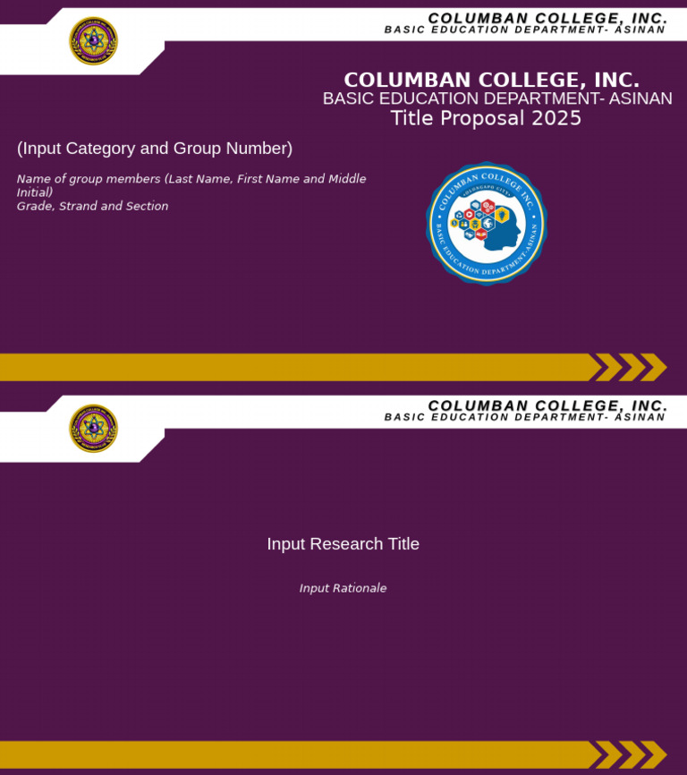 III Title Proposal Template For Presentation | PDF