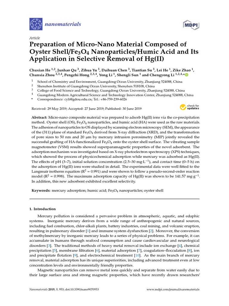 Preparation of Micro-Nano Material Composed of Oyster Shell Fe O ...