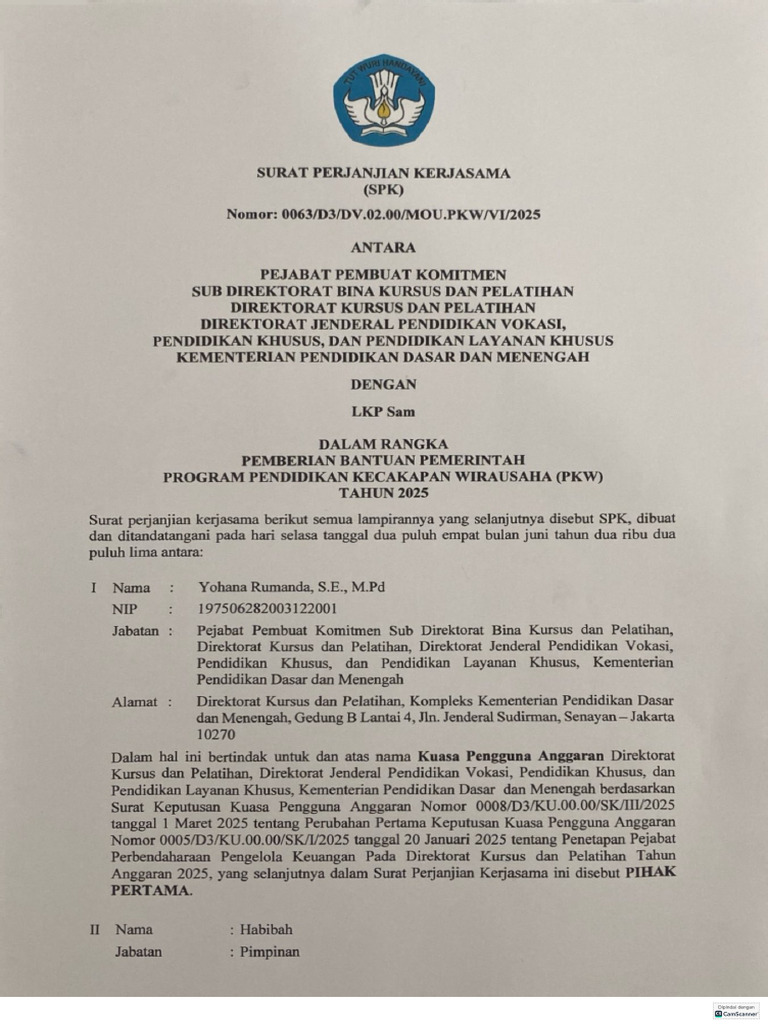 Mou PKW LKP Sam 2025 | PDF