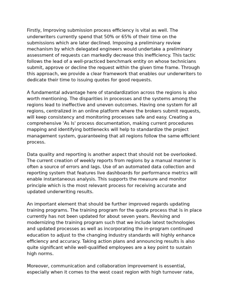Enhancing Underwriting Efficiency Through Process Optimization and Standardization | PDF ...