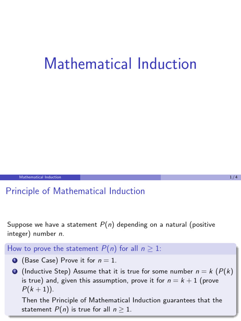 4 - Mathematic Induction Pre-Class Notes | PDF