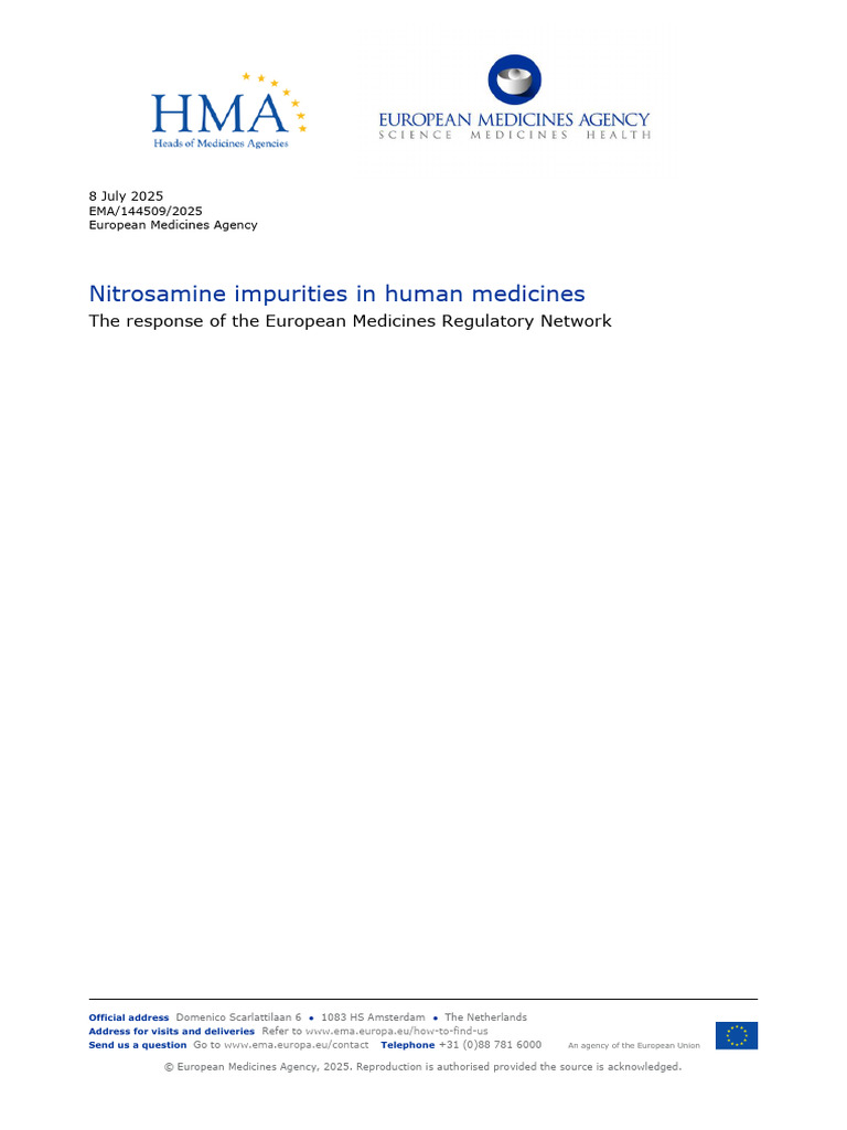 Nitrosamine Impurities in Human Medicines | PDF