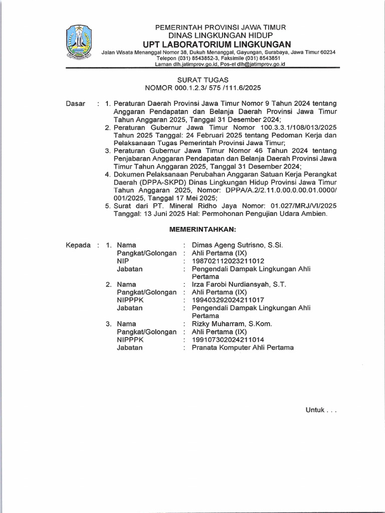 ST UA PT. Mineral Ridho Jaya Tuban 01-02 Juli 2025 | PDF