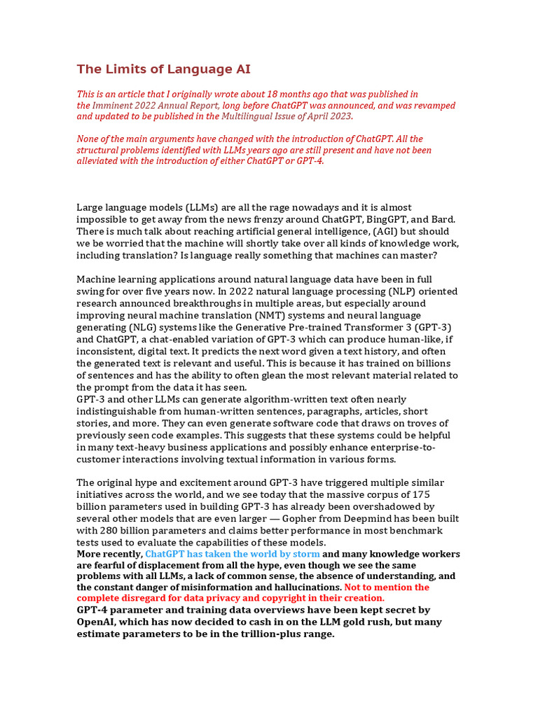 Limitations of AI Language Models | PDF | Artificial Intelligence ...