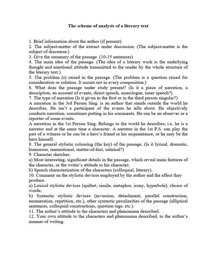 Literary Text Analysis Framework | PDF