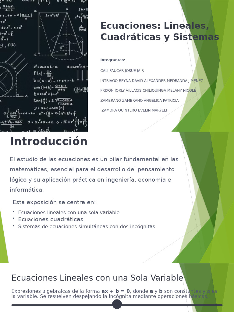 Ecuaciones Lineales y Cuadráticas | PDF