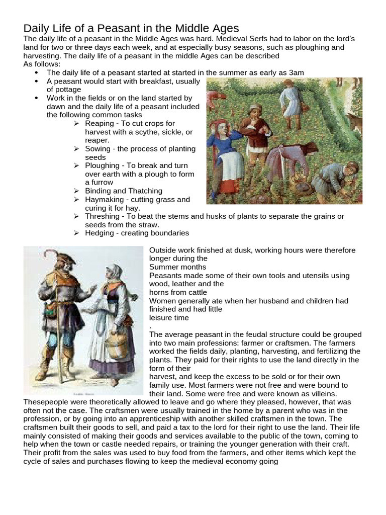 Daily Life of Medieval Peasants | PDF | Knight | Feudalism