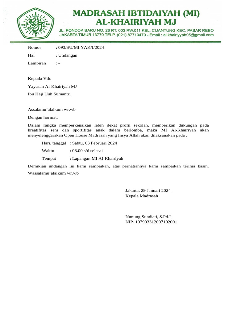 Surat Undangan Open House | PDF