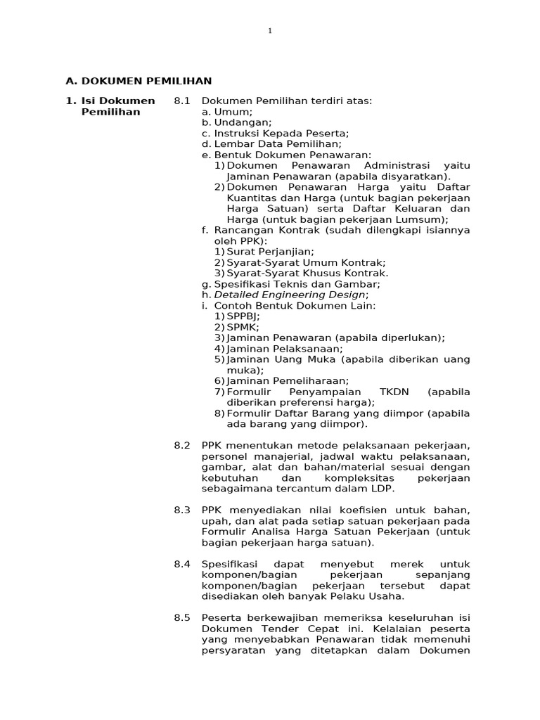 Panduan Dokumen Tender Cepat Konstruksi | PDF
