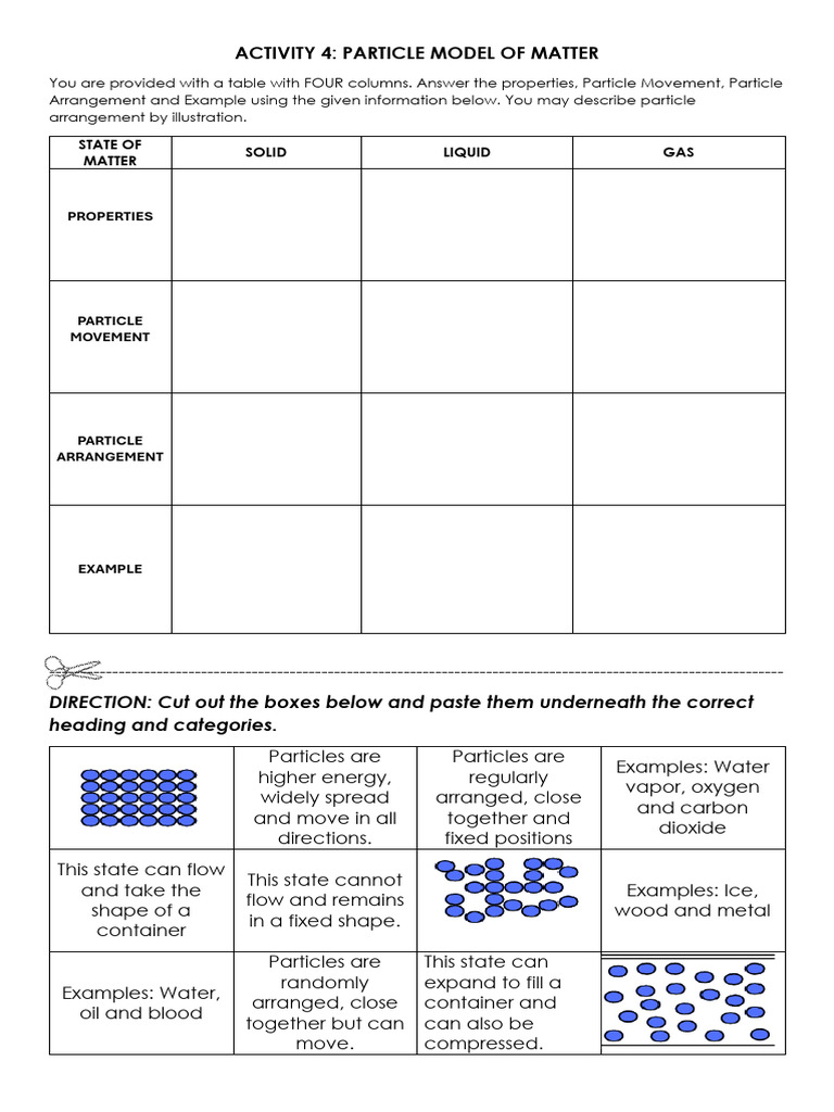 Activity State of Matter | PDF | Gases | Liquids