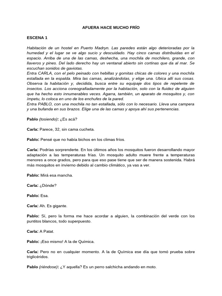 VERSIÓN 2 Afuera Hace Mucho Frío - Obra | PDF | Amor