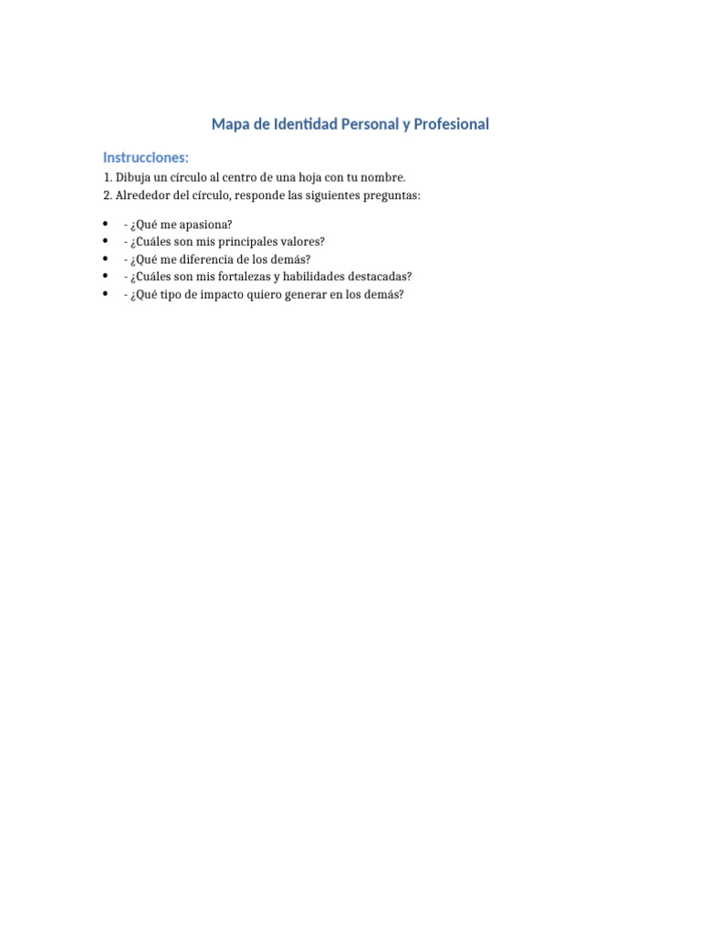 Mapa de Identidad Personal y Profesional | PDF