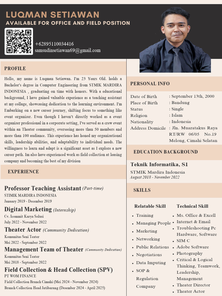 CV Lamaran Pekerjaan - Luqman Setiawan | PDF
