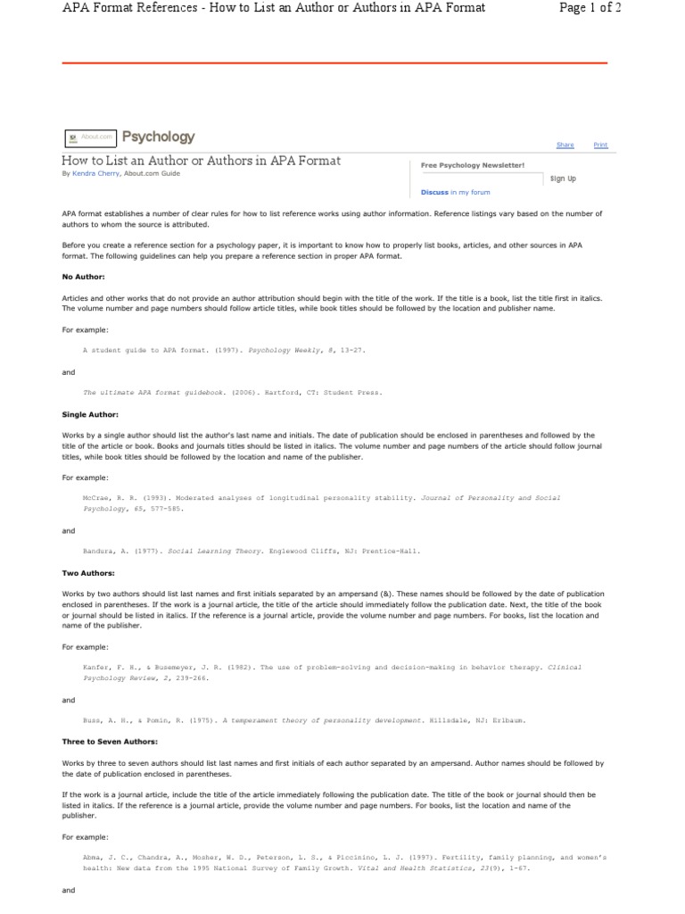 APA Format References - How To List An Author or Authors in APA Format ...