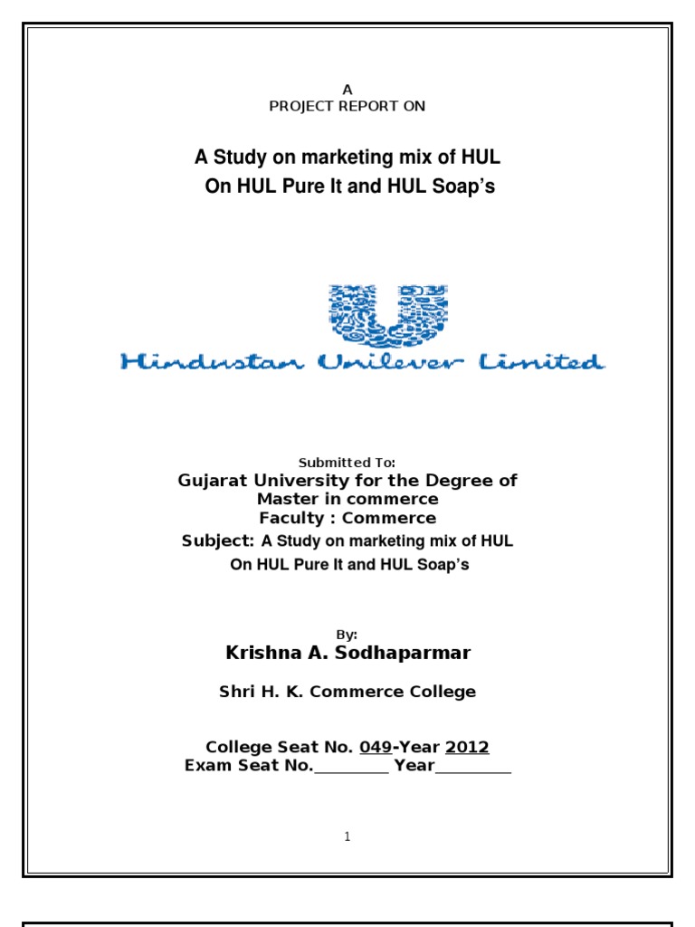 HUL Marketing Mix: Pure It & Soaps Study | PDF | Water Purification ...