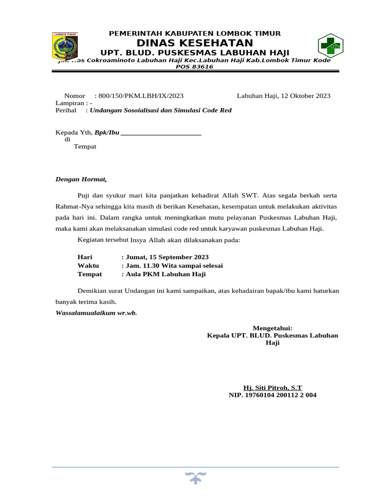 Surat Undangan CODE BLUE | PDF