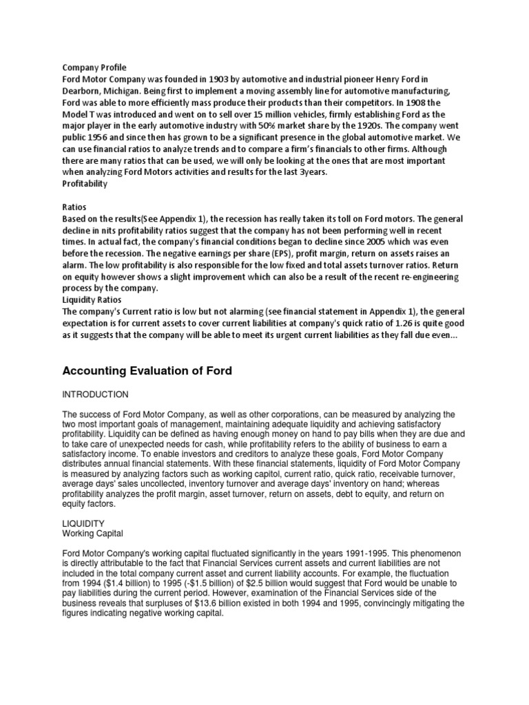 Ford Company Profile | PDF | Equity (Finance) | Revenue