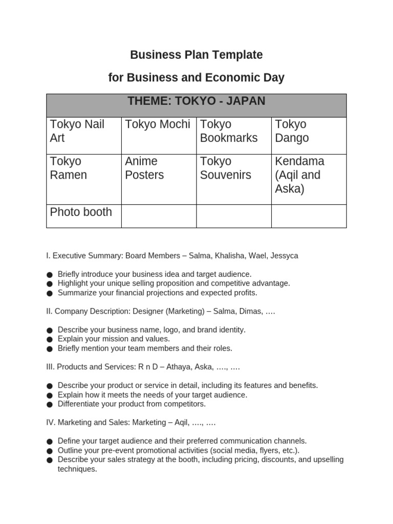 JC1 - Business Plan Template For Business and Economic Day | PDF ...