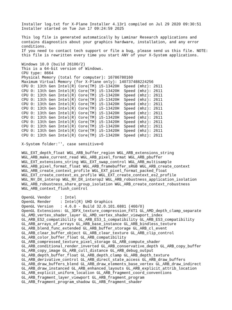 X-Plane Installer Log | PDF | Central Processing Unit | Computer ...