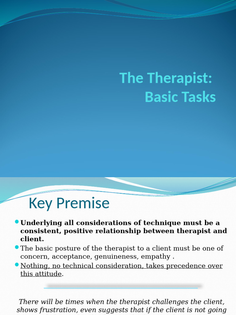 7 The Therapist-Basic Tasks | PDF | Psychotherapy | Psychology