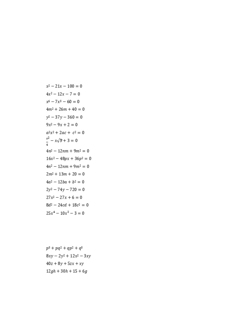 Ejercicios Ecuaciones Cuadr Ticas y Factorizaci N | PDF