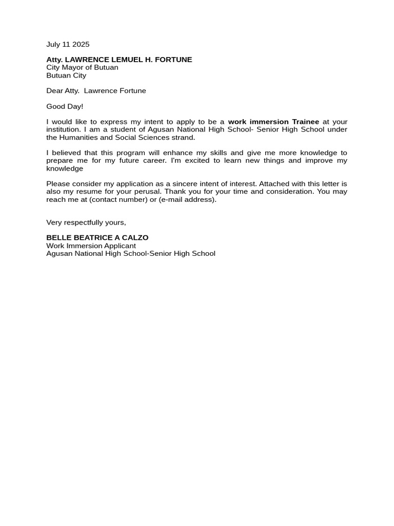 Sample Application Letter Copy | PDF