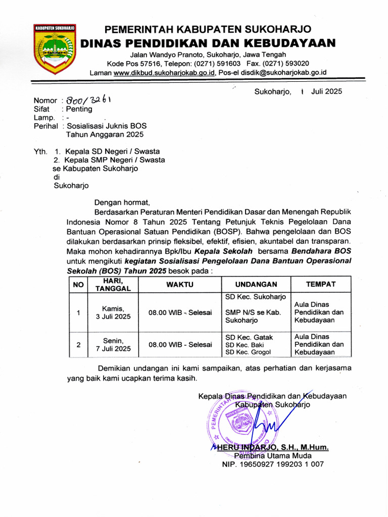 Undangan SOS BOS SD SMP | PDF