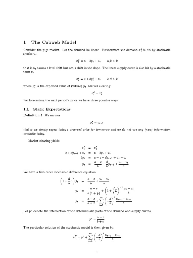 Cobweb Model: Market Dynamics and Price Expectations | PDF