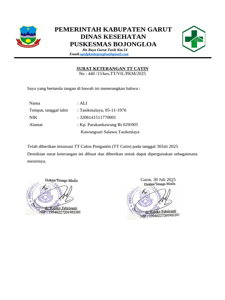 Surat Keterangan Catin | PDF