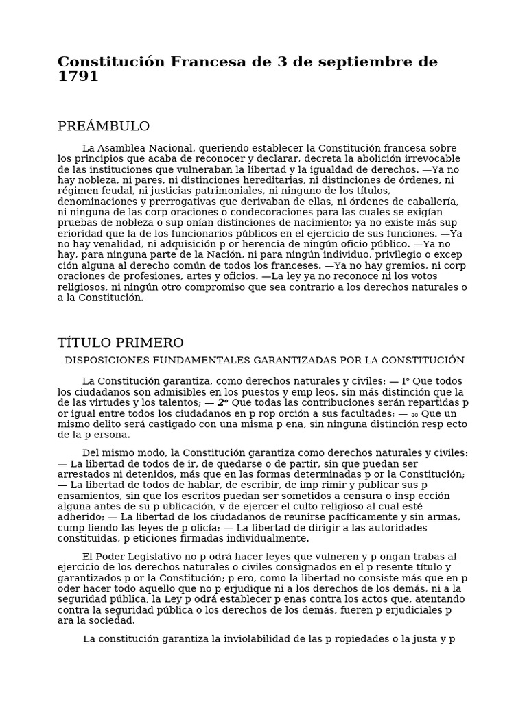 Constitución Francesa de 1791 | PDF | Legislatura | Constitución