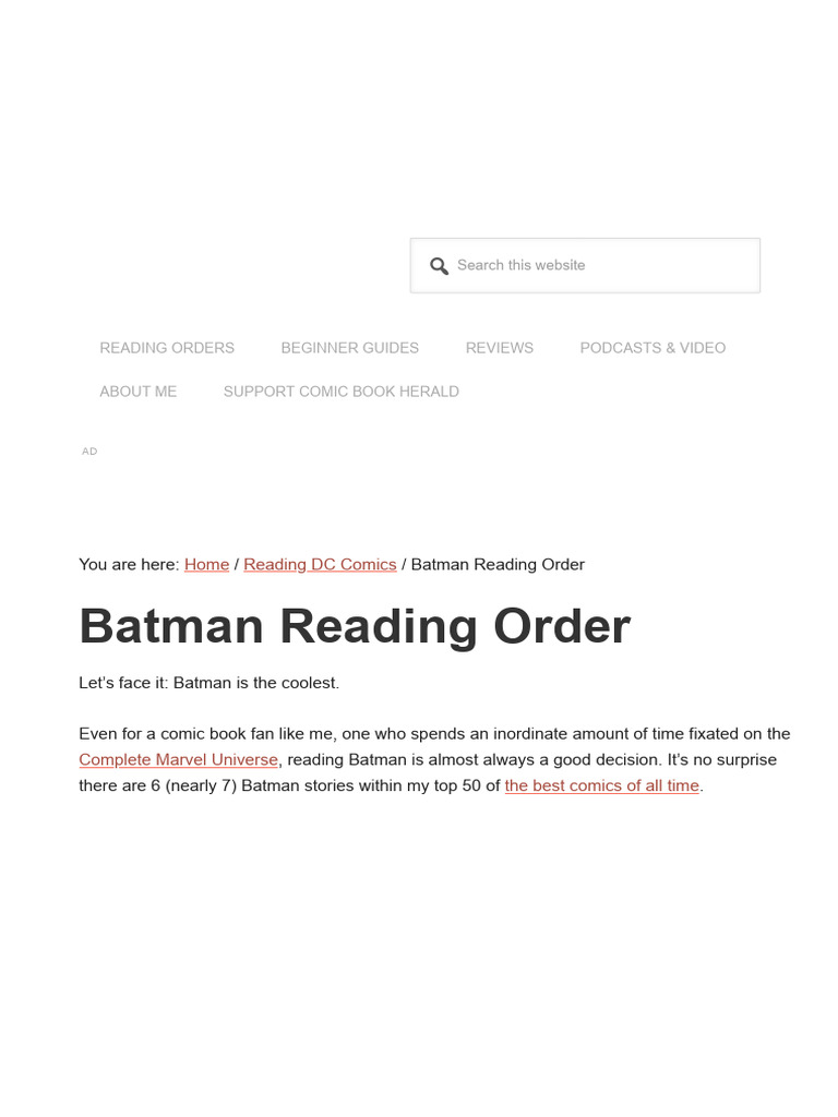 Batman Reading Order - Full Chronological Comics Timeline | PDF ...