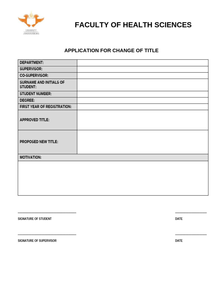 Application for Title Change Form | PDF