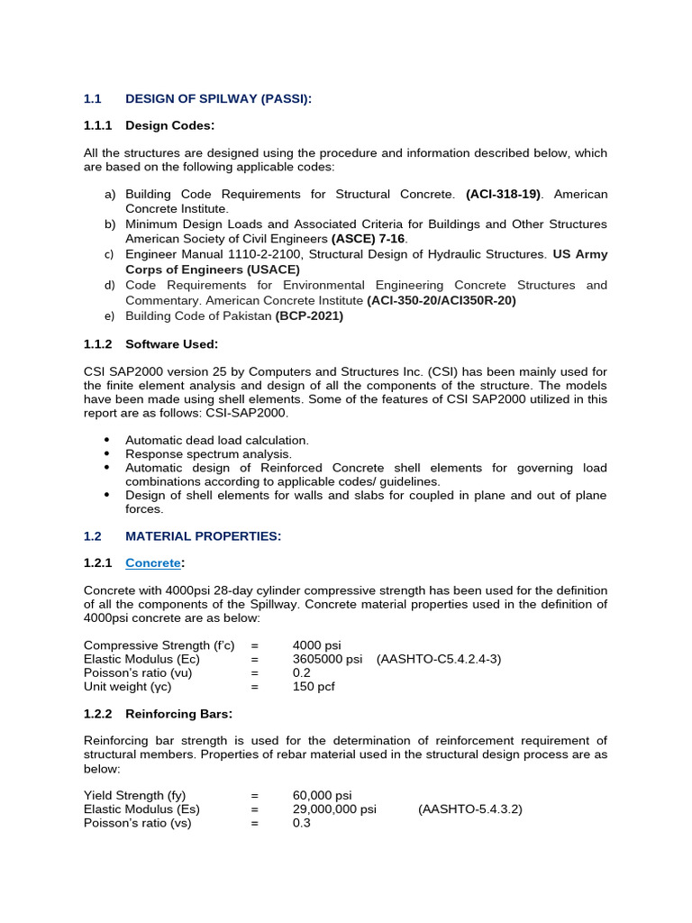 Design of Spillway (Passi) | PDF | Structural Load | Strength Of Materials