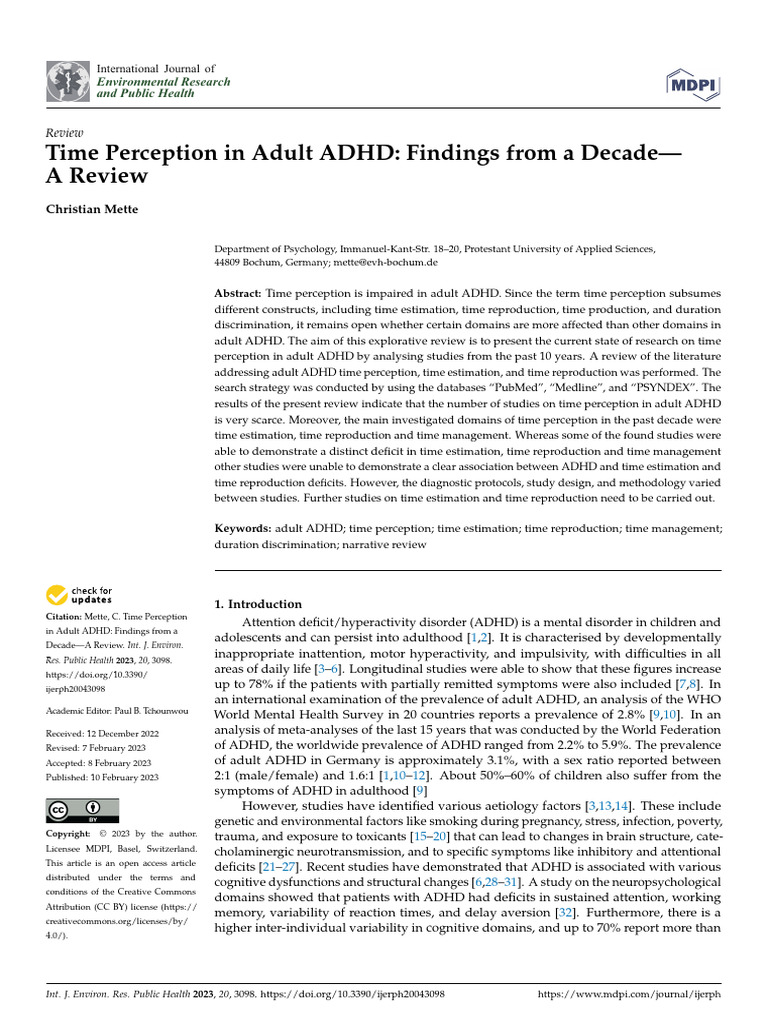 Time Perception in Adult ADHD Review | PDF | Attention Deficit ...