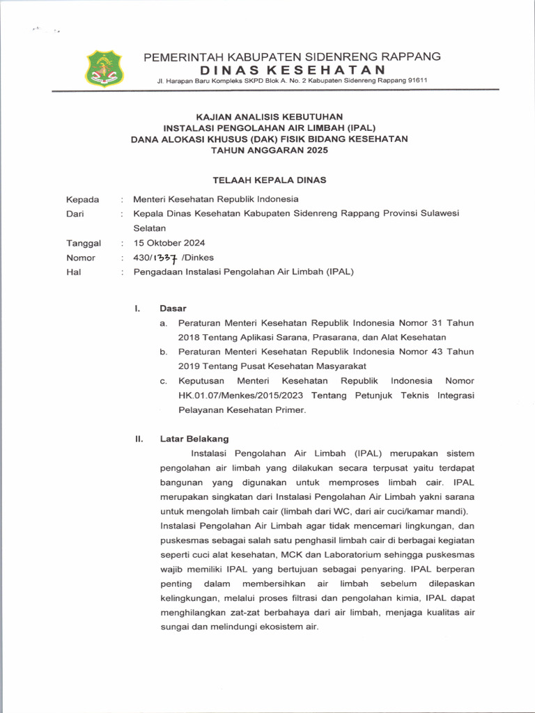 Analisa Kajian Ipal | PDF