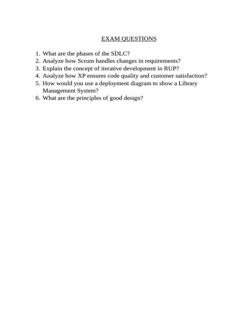 Software Development Exam Questions | PDF