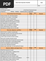 Hand Tools Inspection Checklist | PDF