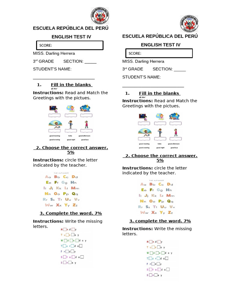 Examen de Tercer Grado Parcial (1) D | PDF
