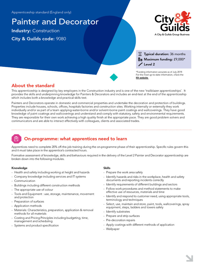Painter and Decorator Factsheet PDF | PDF | Apprenticeship | Occupational Safety And Health