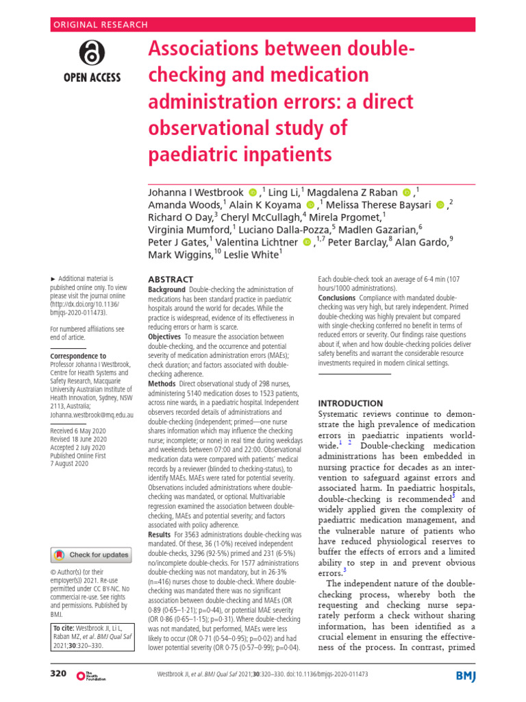 Double-Checking in Pediatric Medication Safety | PDF | Intravenous ...
