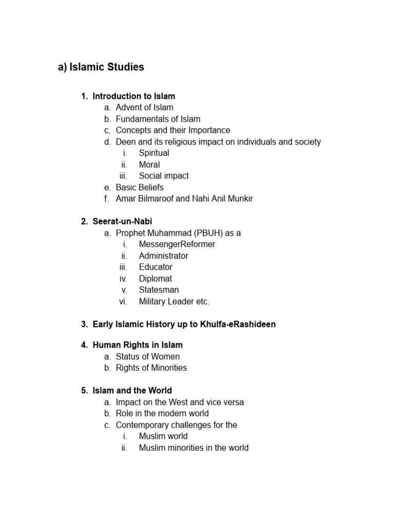 PMS Islamiat (Compulsory) Syllabus 2025 | PDF