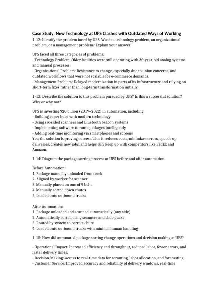 UPS Case Study | PDF