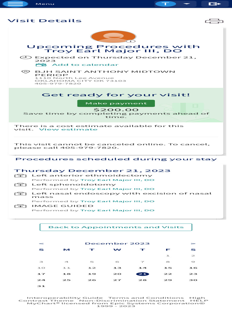 SSM Health MyChart - Visit Details | PDF