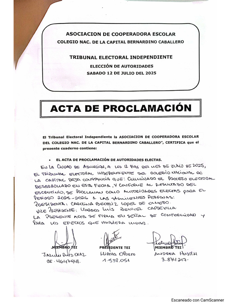 Acta de Proclamación CNC | PDF